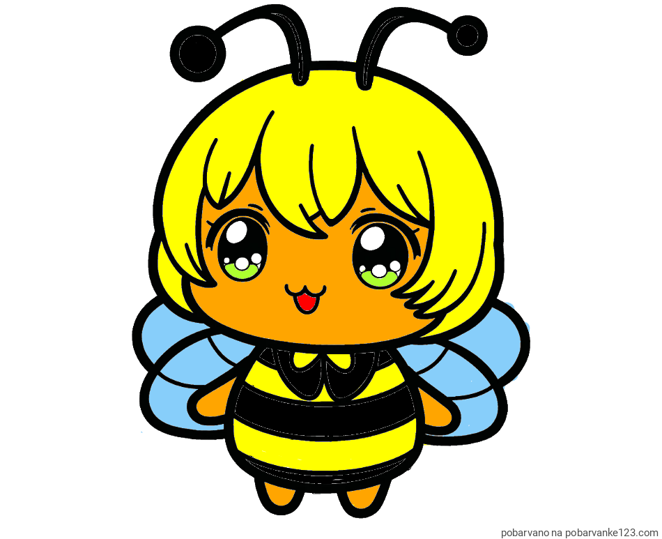 POBARVANA pobarvanka - Pobarvanka čebelice v stilu anime (anime bee, 3 let)