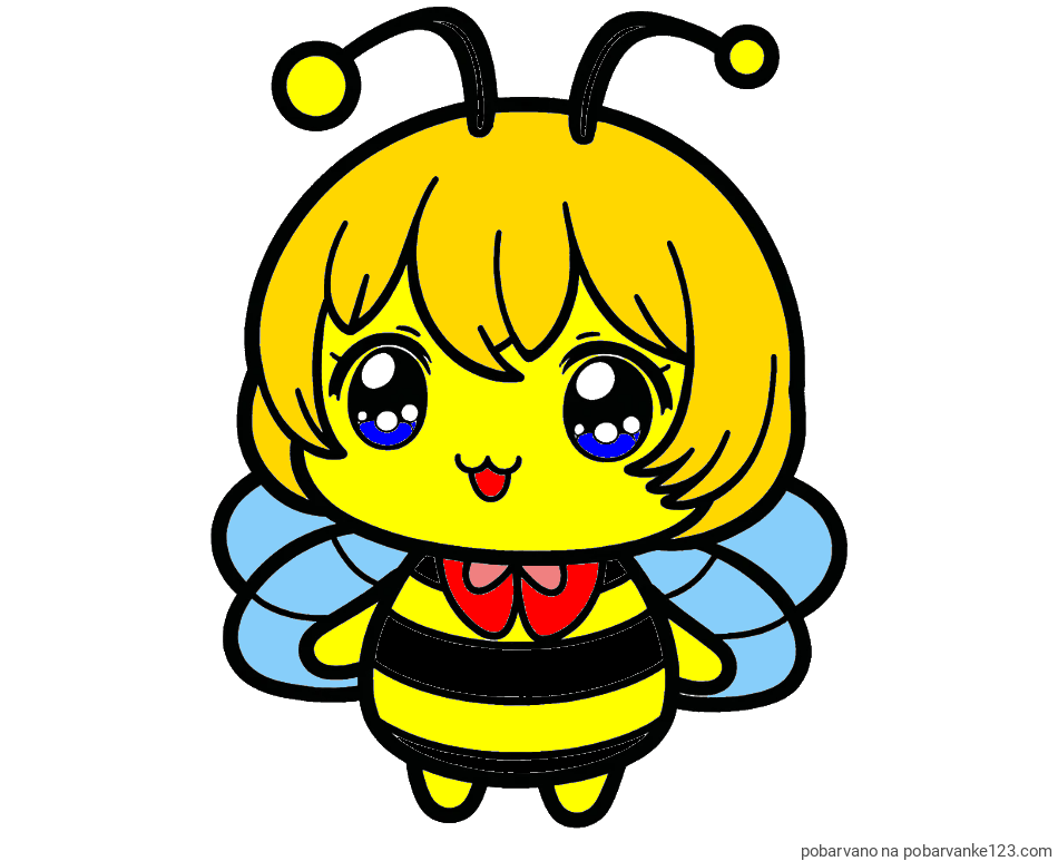 POBARVANA pobarvanka - Pobarvanka čebelice v stilu anime (Čebelica Maja ...