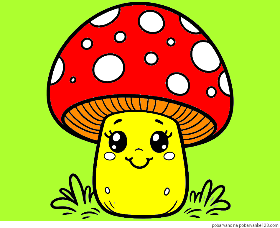 POBARVANA pobarvanka - Pobarvanka ljubke gobe (dedi, 70 let)