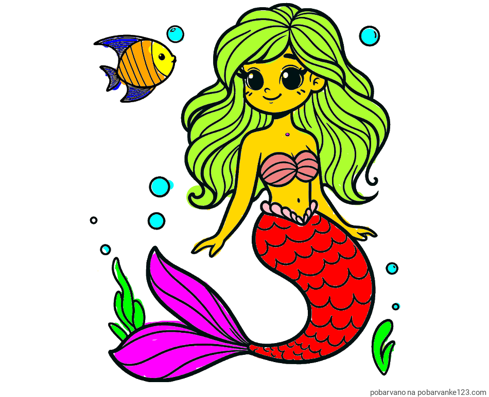 POBARVANA pobarvanka - Pobarvanka male morske deklice in ribice (LILI ...
