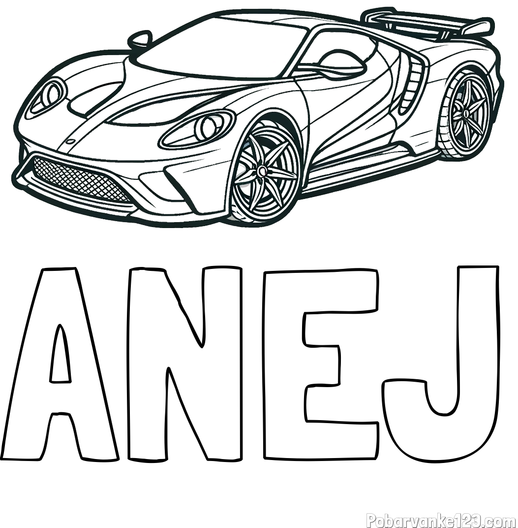 Pobarvanka imena ANEJ in Športni avtomobil