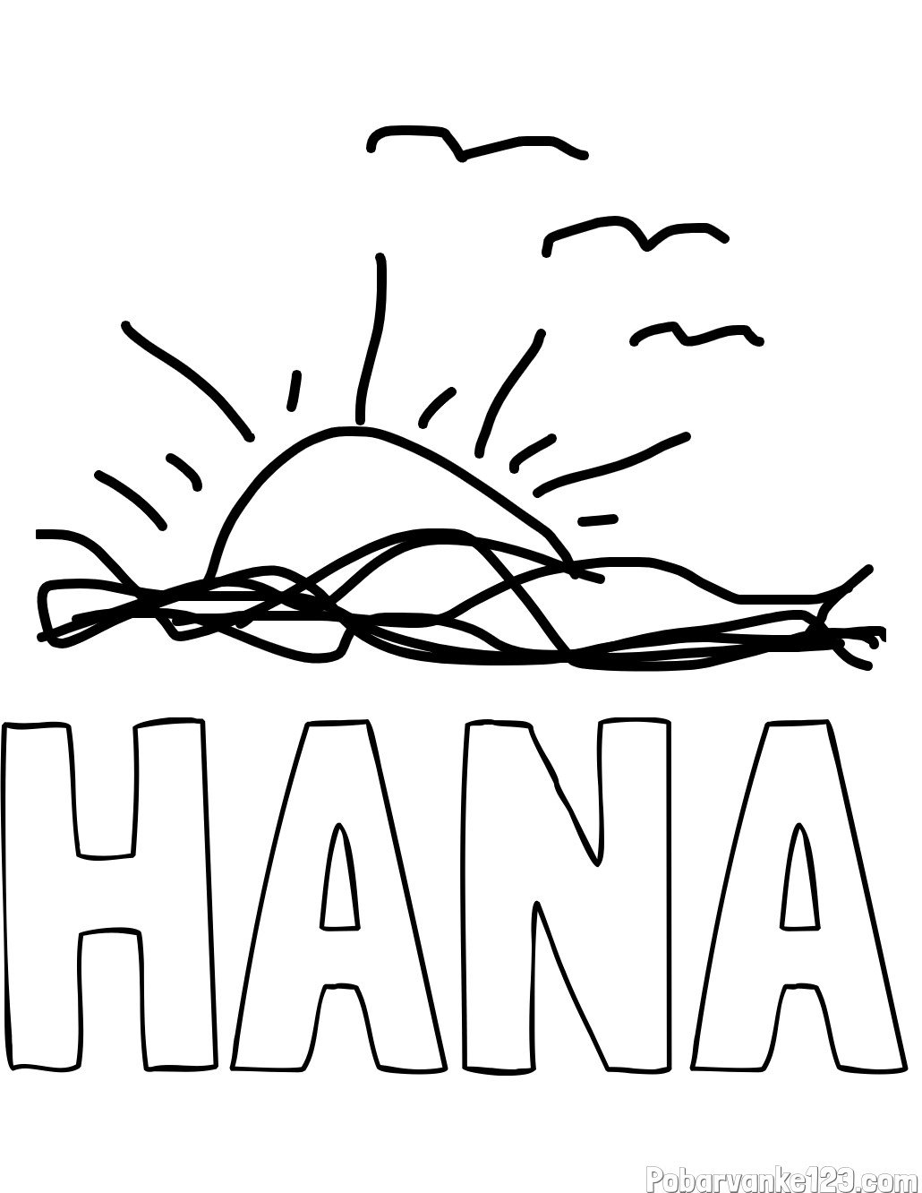 Pobarvanka imena HANA in MORJE