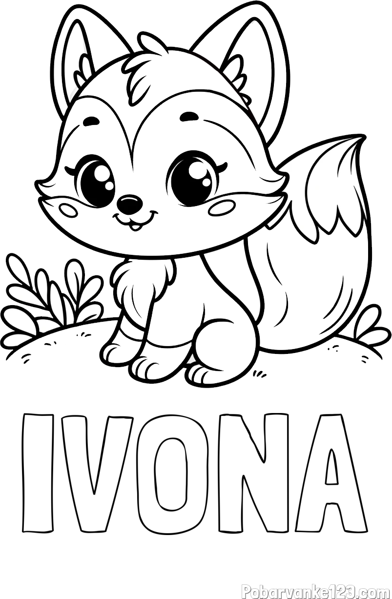 Pobarvanka imena IVONA in pobarvanka lisičke