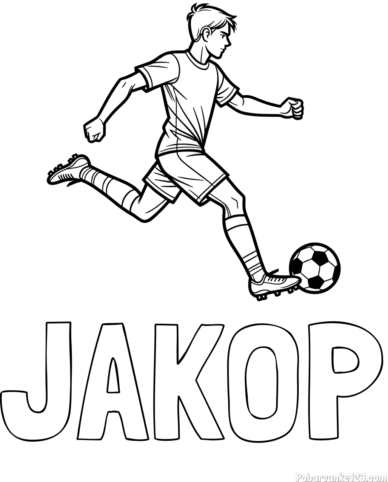 Pobarvanka imena JAKOP in pobarvanka nogometaša v napadu