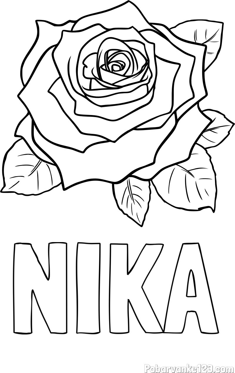 Pobarvanka imena NIKA in pobarvanka vrtnice