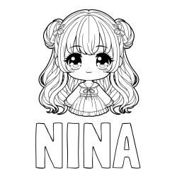 Pobarvanka prikupne punčke v anime slogu