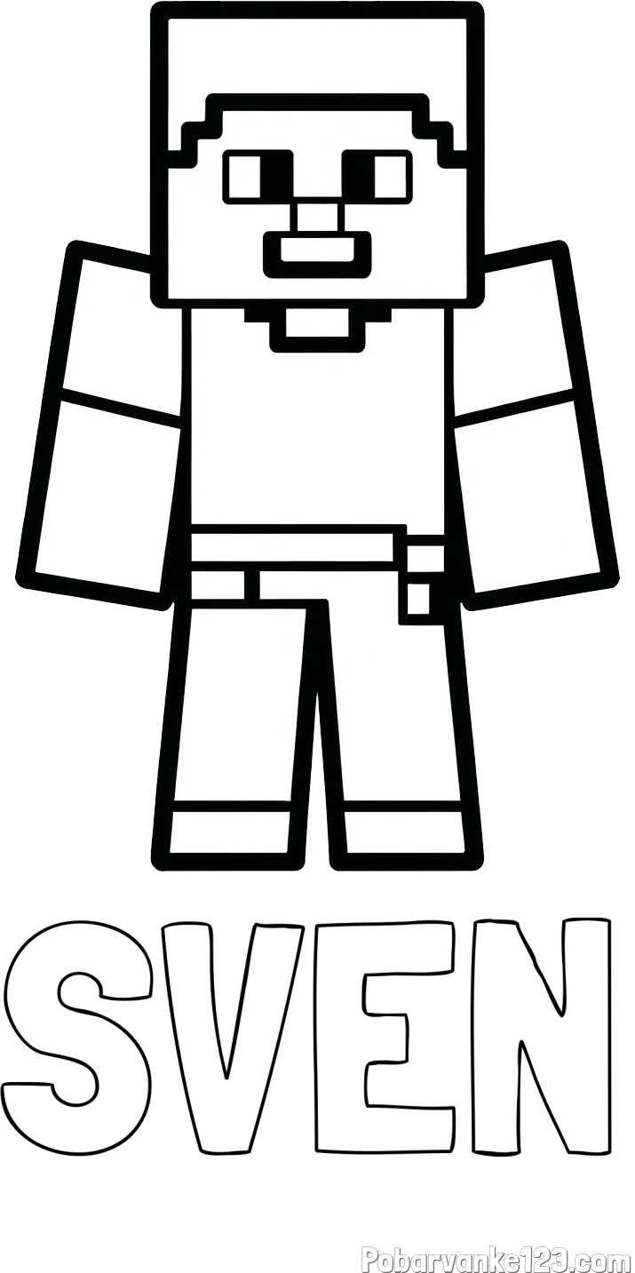 Pobarvanka imena SVEN in pobarvanka Minecraft figurice