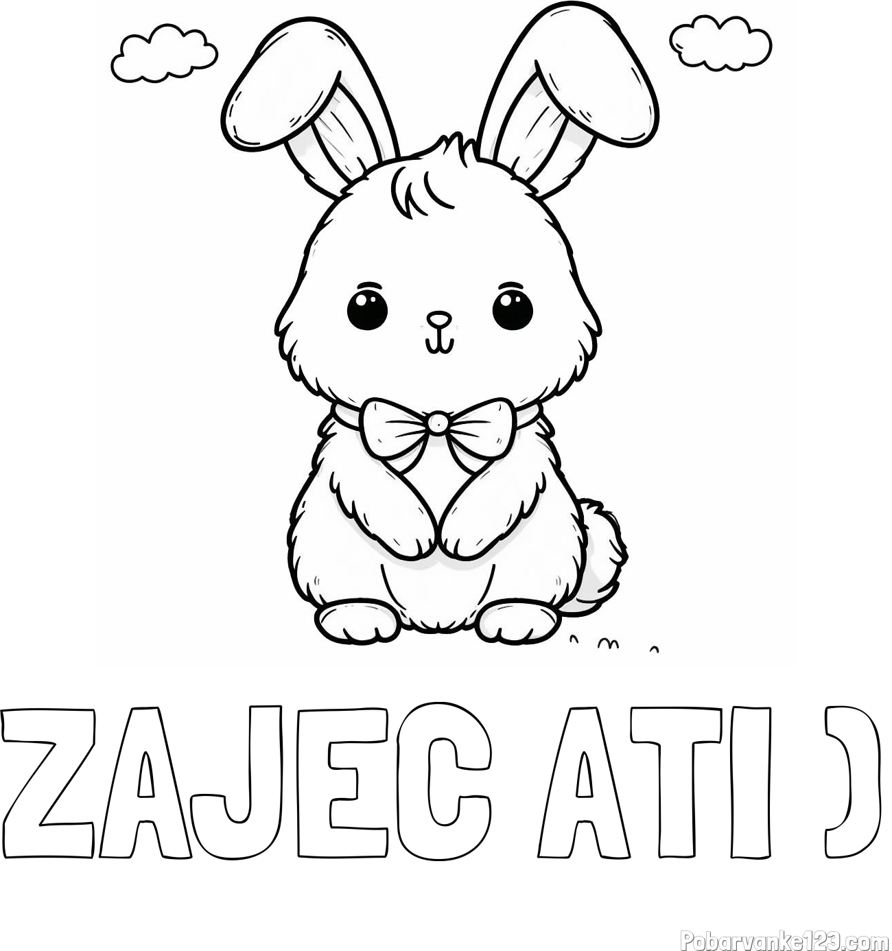 Pobarvanka imena ZAJEC ATI ) in pobarvanka prikupnega zajčka