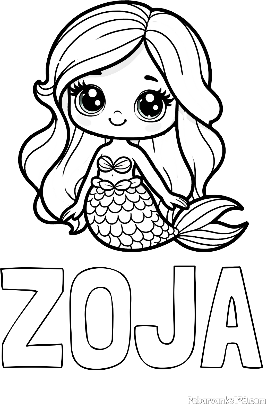 Pobarvanka imena ZOJA in pobarvanka prikupne morske deklice
