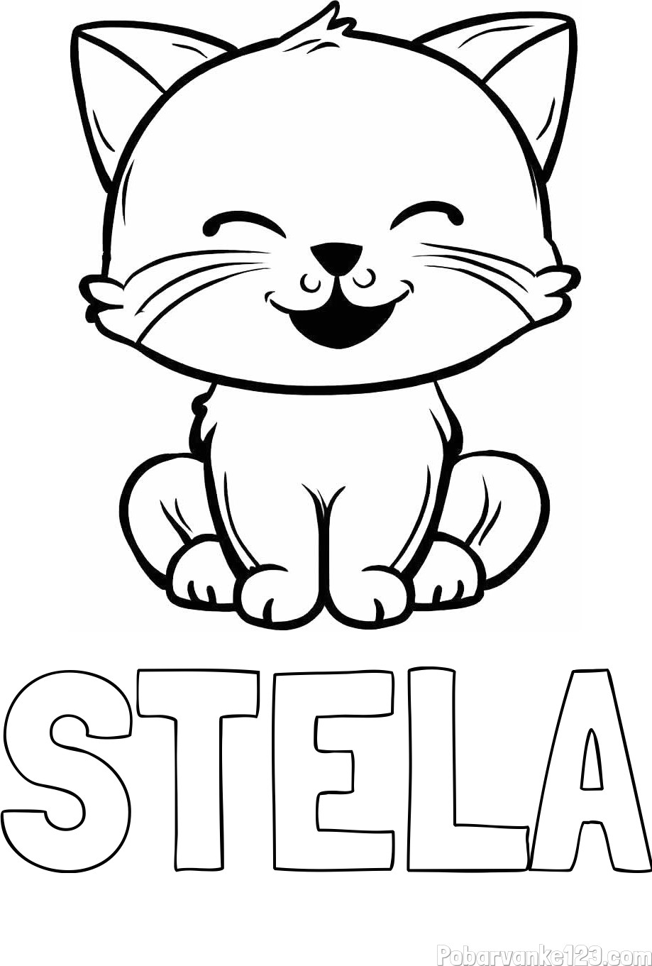 Pobarvanke imena Stela in ljubke muce